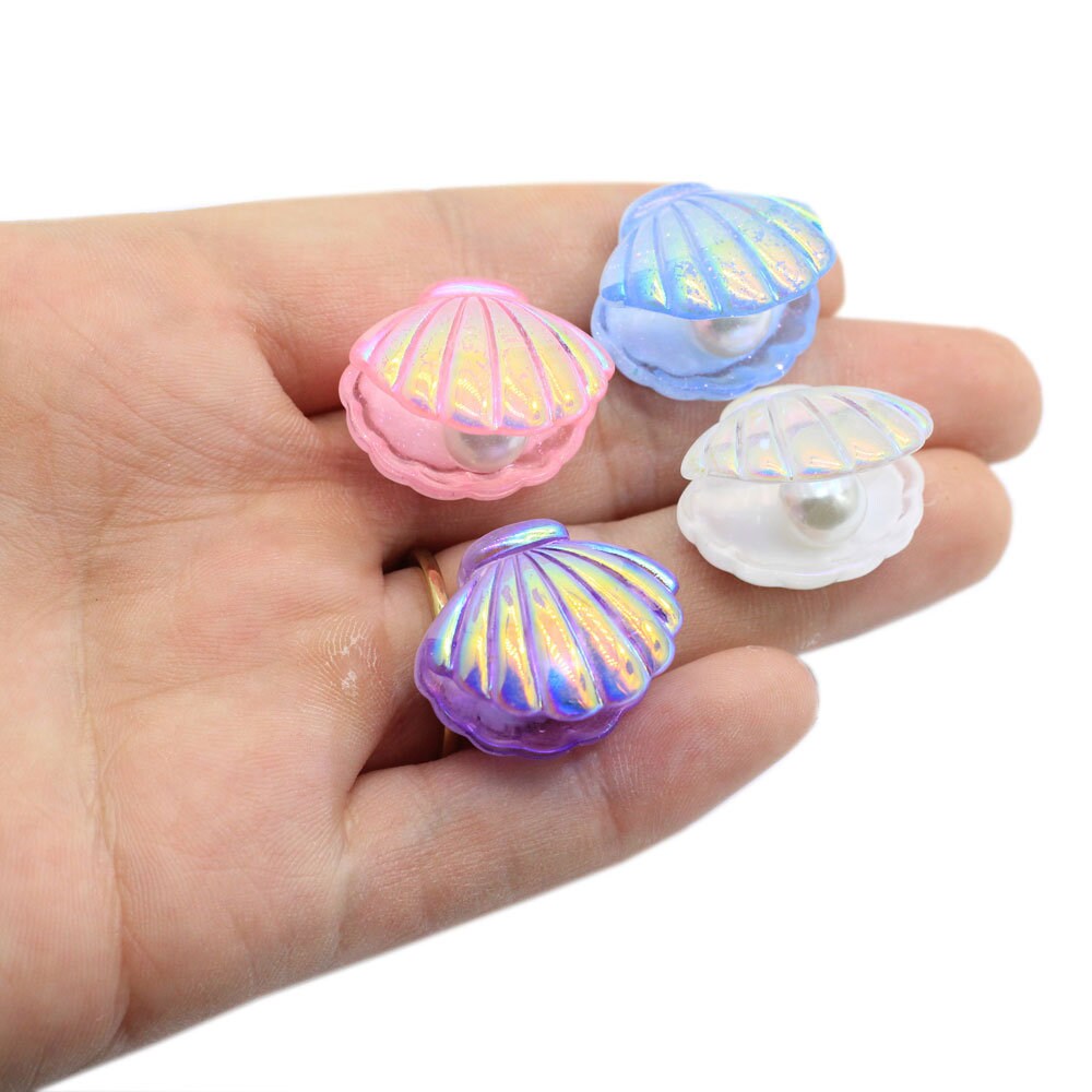 Kawaii Cute Color Plated Pearl Shells Flat Back Resin - Etsy