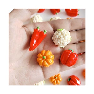 DIY Vegetable Miniatures Cute Resin Bell Pepper Chili Pumpkin ...