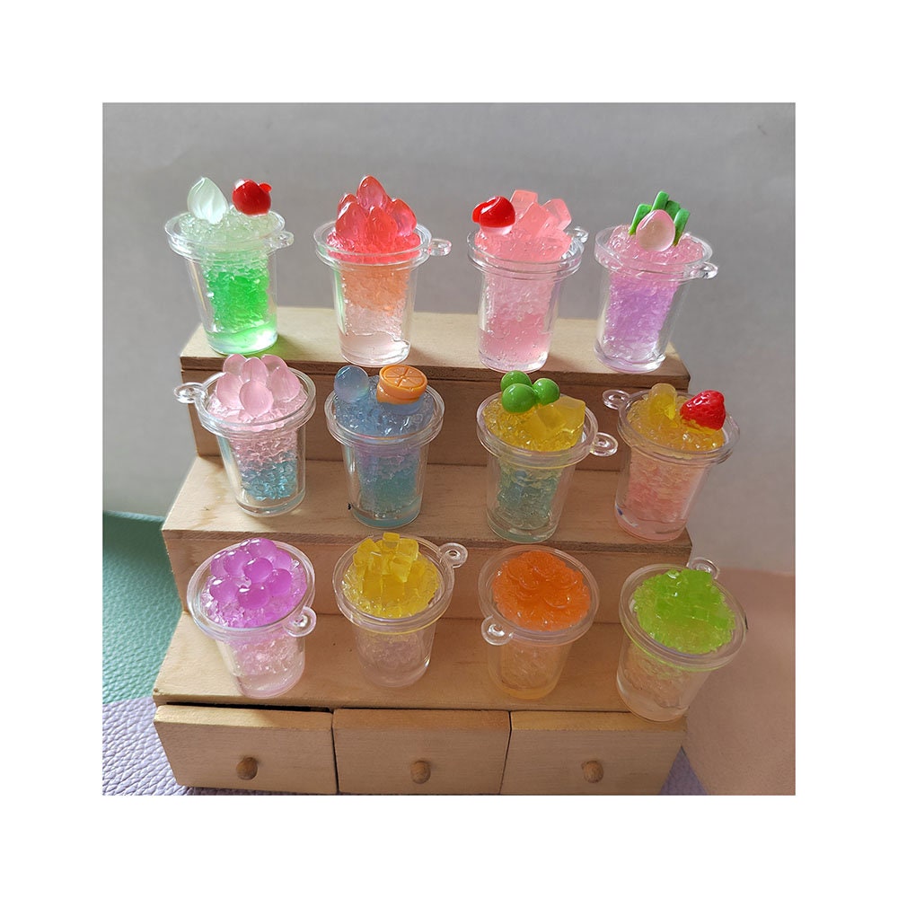 Cute 3D Luminous Mini Fruit Juice Cabochons Flatback Resin Diy Charm ...