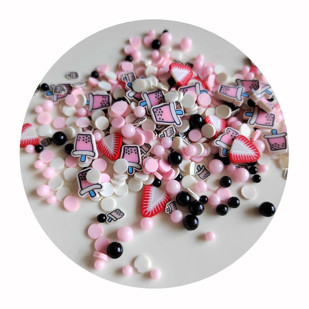 Slime Polymer Clay Slice Topping Supplies Cute Trawberry Bubble Tea DIY ...