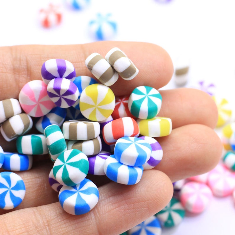 10mm Kawaii Flat Back Polymer Clay Candy Mix Colors DIY Resin - Etsy