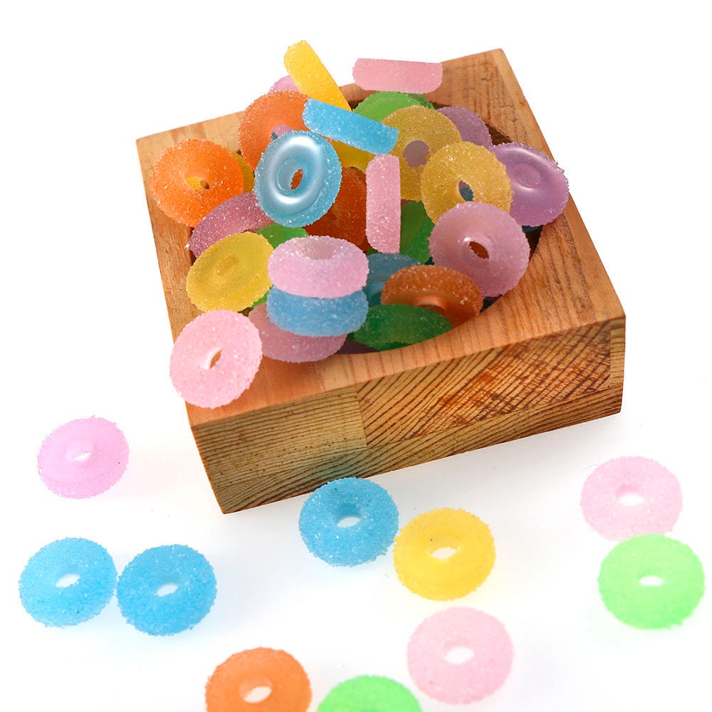 Ring Circle Shape Fake Candy Gumdrop Resin Cabochon Flatback Simulation ...