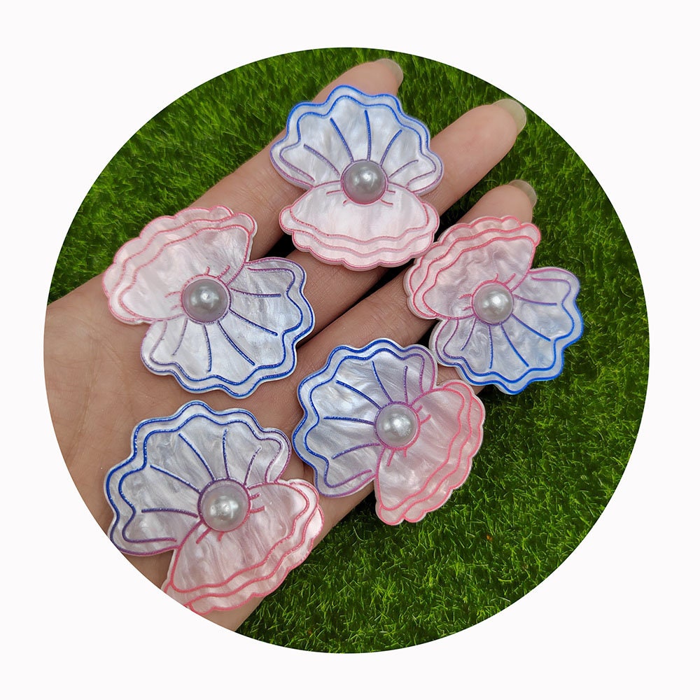 Pearl Sea Shells Acrylic Planar Flat Backs for Bow Centers Bowtie Shell ...