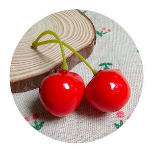 Realistic Cherry Ornament Mini Cherry 3D for Cupcake Muffin Fruit ...