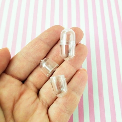 100pcs Clear Fake Capsules Transparent Pill Plastic Charms Put - Etsy