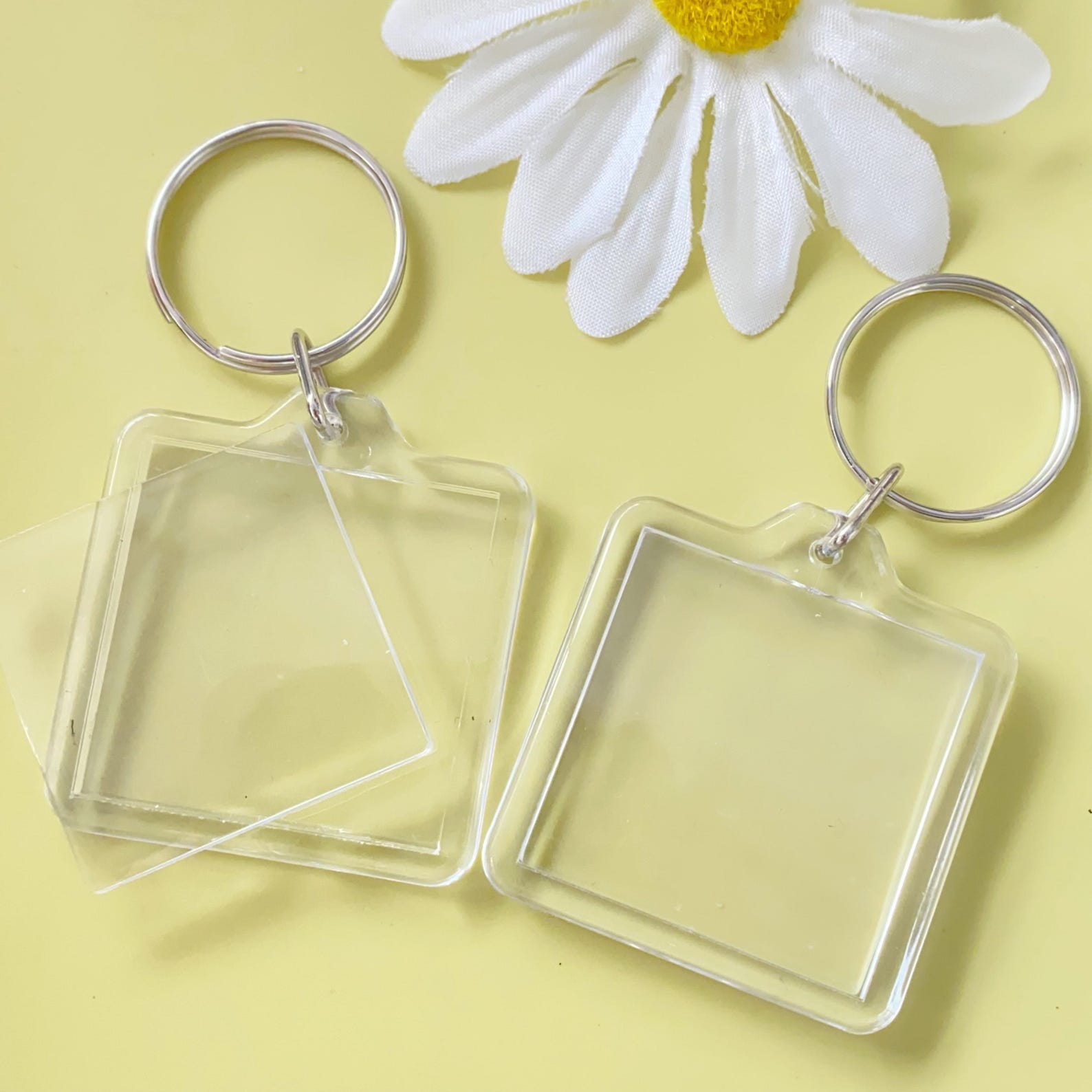 Clear Acrylic Photo Keychains Rectangle Oval Round Heart Picture Frame ...