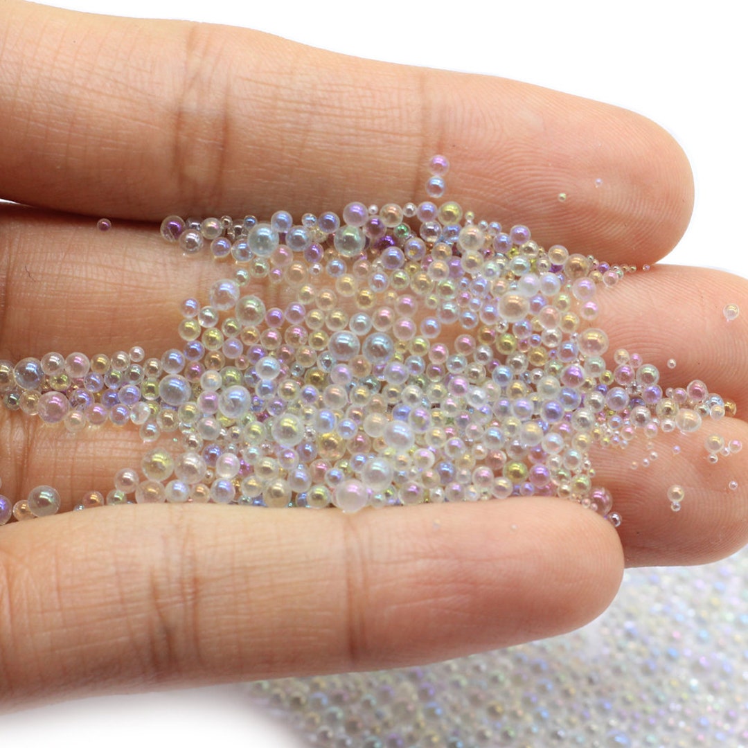 Iridescent Clear Glass Assorted Size Microbeads Colorful Mix Bubble ...
