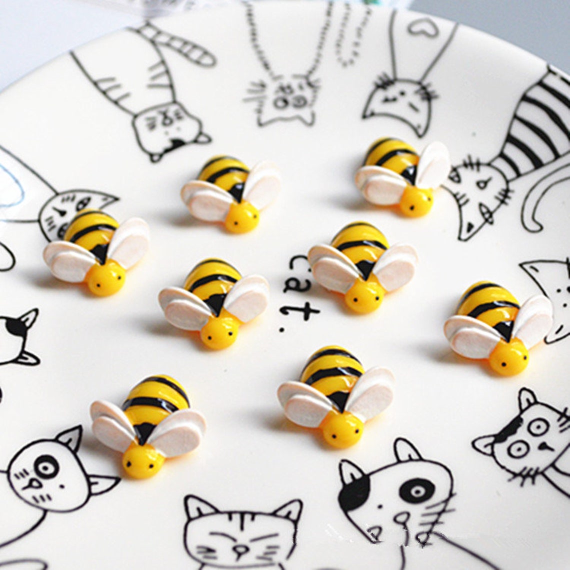 20mm Cute Mini Resin Cartoon Animal Bees With Flatback | Etsy