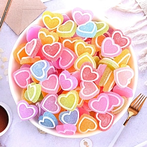 Resin Frosted Love Heart Candy Decoration Crafts Flatback Cabochon ...