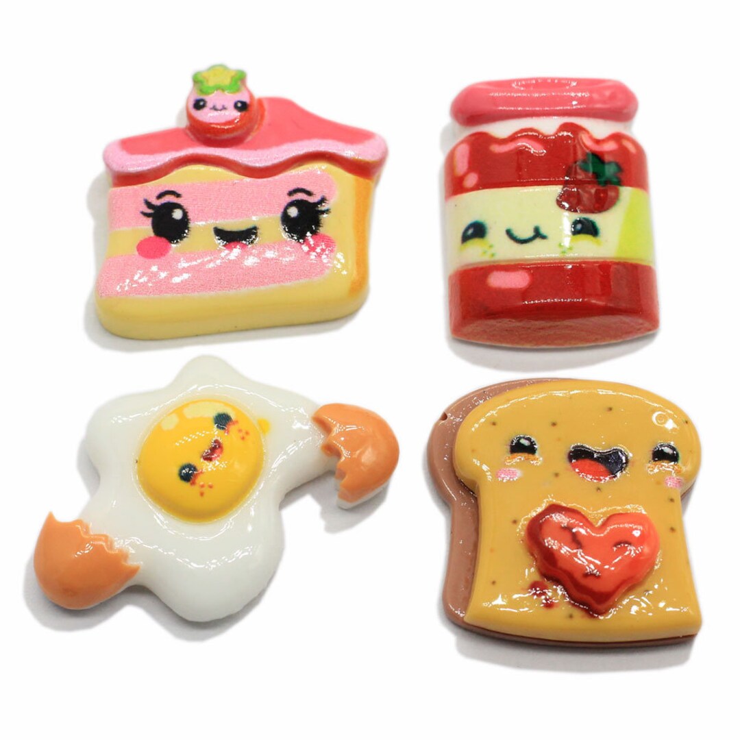 Cute Resin Mini Cartoon Bread Slices Ketchup Fried Eggs Flat Back ...