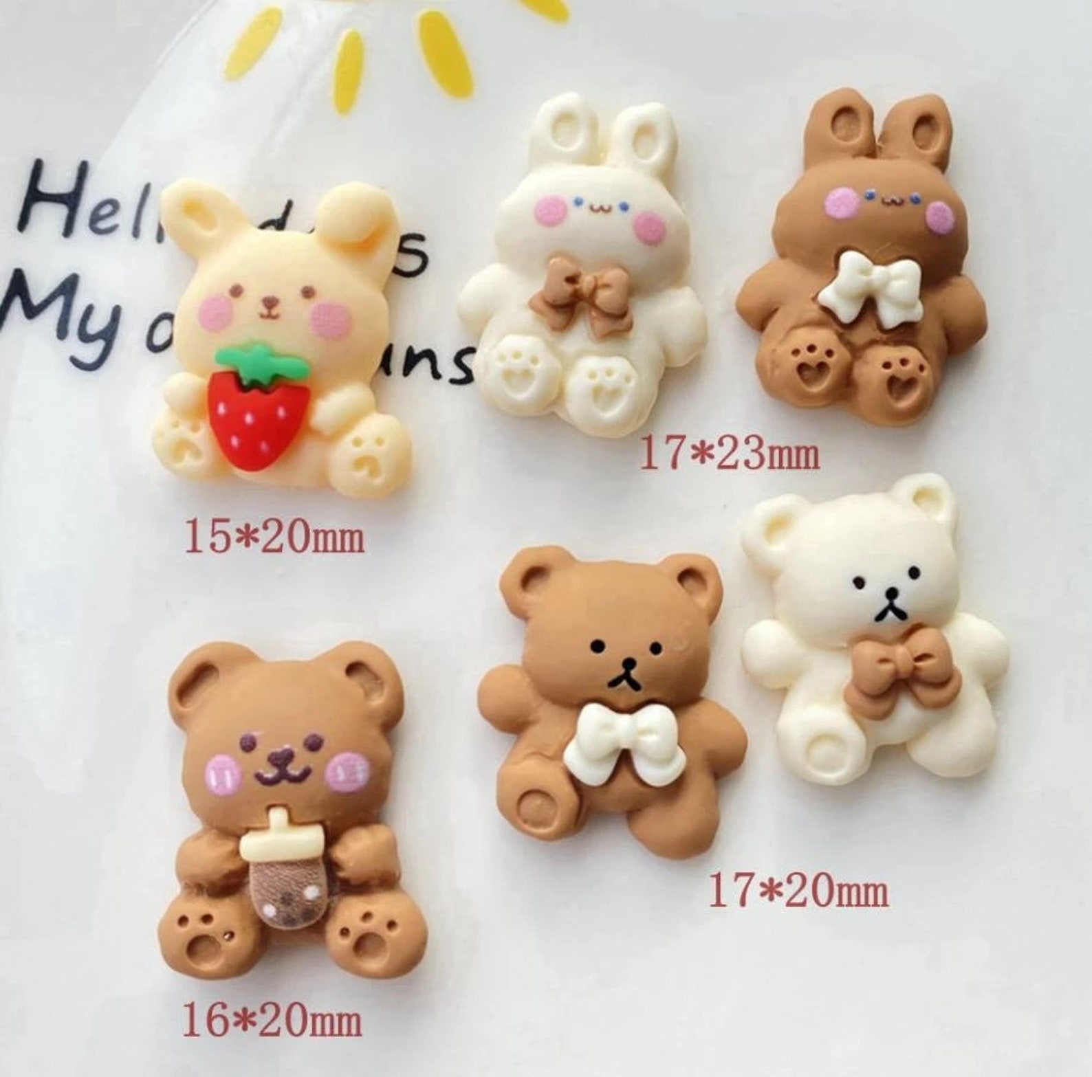 Kawaii Cartoon Bow Tie Rabbit Bear Bunny Resin Flatback - Etsy