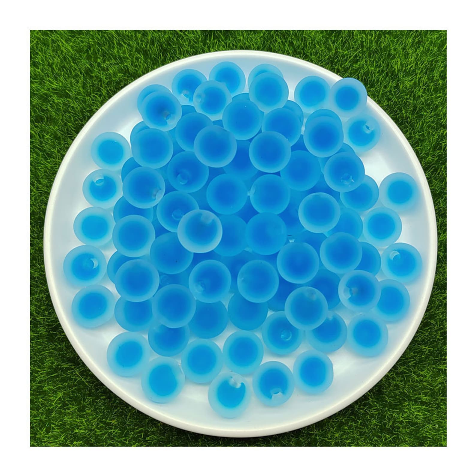 Half Drilled 16mm Frosted Frog Spawn Beads Acrylic Beads Matt Half ...