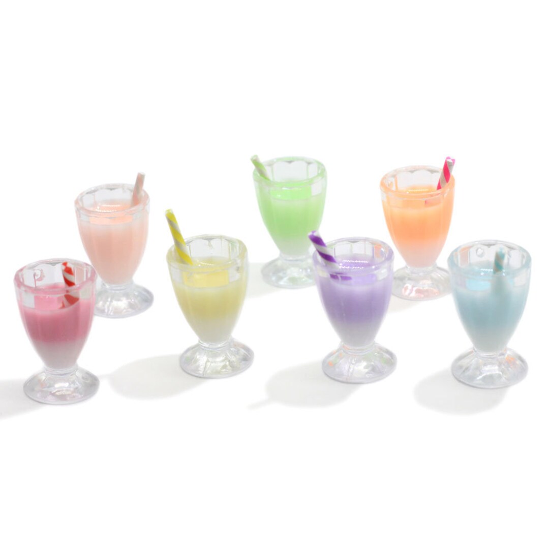 Resin Imitation Mini Milkshakes Straw Milk Tea Cup Charms Fruit Juice ...