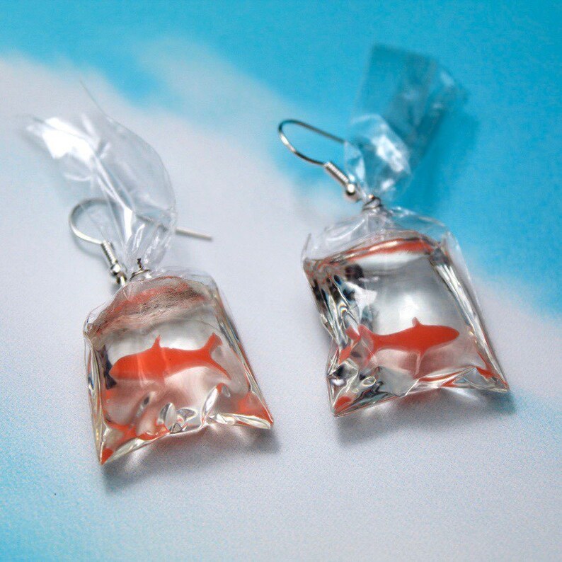 Transparent Resin Goldfish Charms Small Fish in Water Bag | Etsy