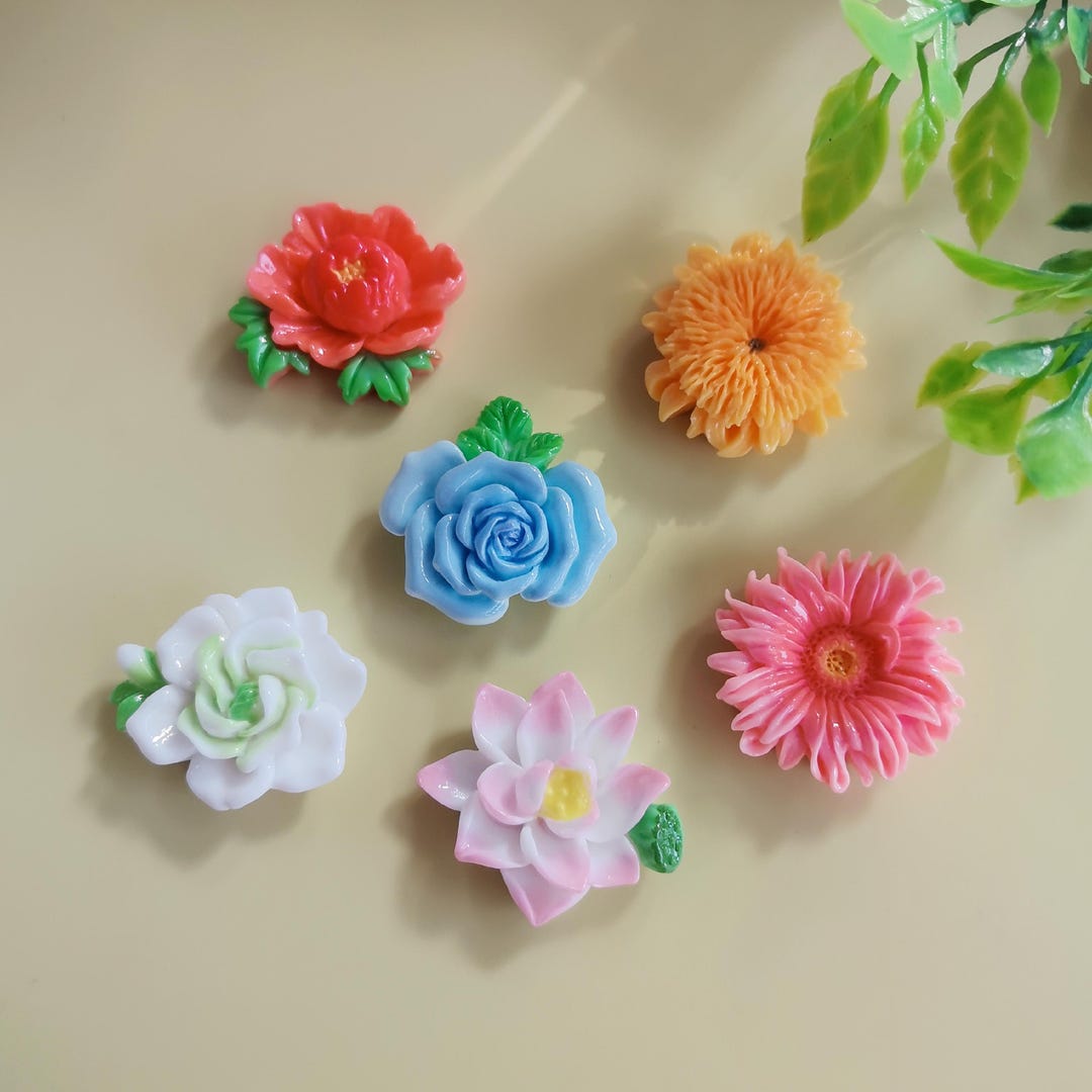 DIY Mixed Styles Resin Flower Flatbacks Cabochons Embellishments for ...