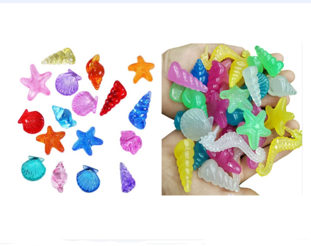 Mix Acrylic Sea Shell Seahorse Gems Tank Aquarium Ornaments Decortable ...