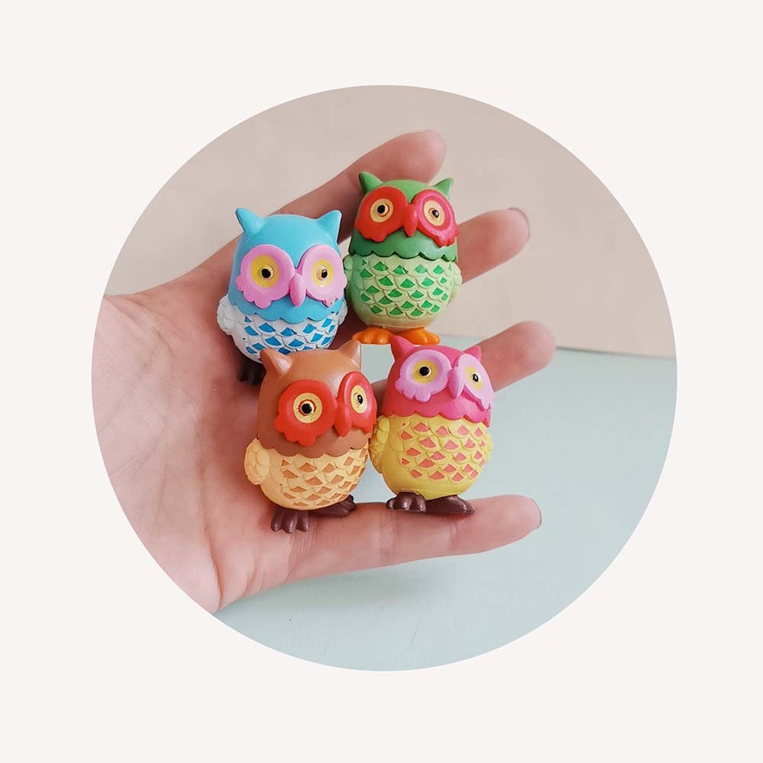 3D Mini Cute Resin Animal Owl Figurines Cartoon Micro Landscape Car ...