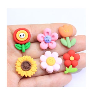 Assorted Flower Resin Flatback Button Sunflower Daisy Flower Flat Back ...