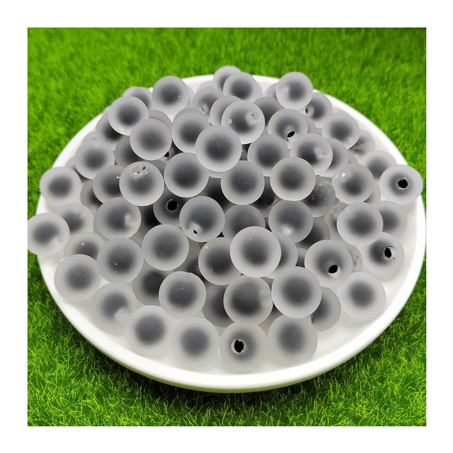 16mm Frosted Frog Spawn Beads Acrylic Beads Matt Half Holes Loose ...