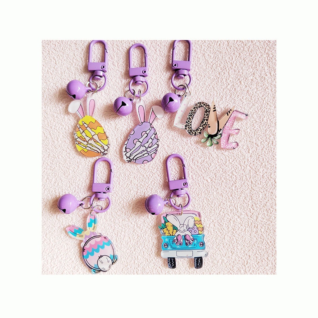 Animal Rabbit Keychains Acrylic Charms Key Ring Key Holder Cute Bag ...