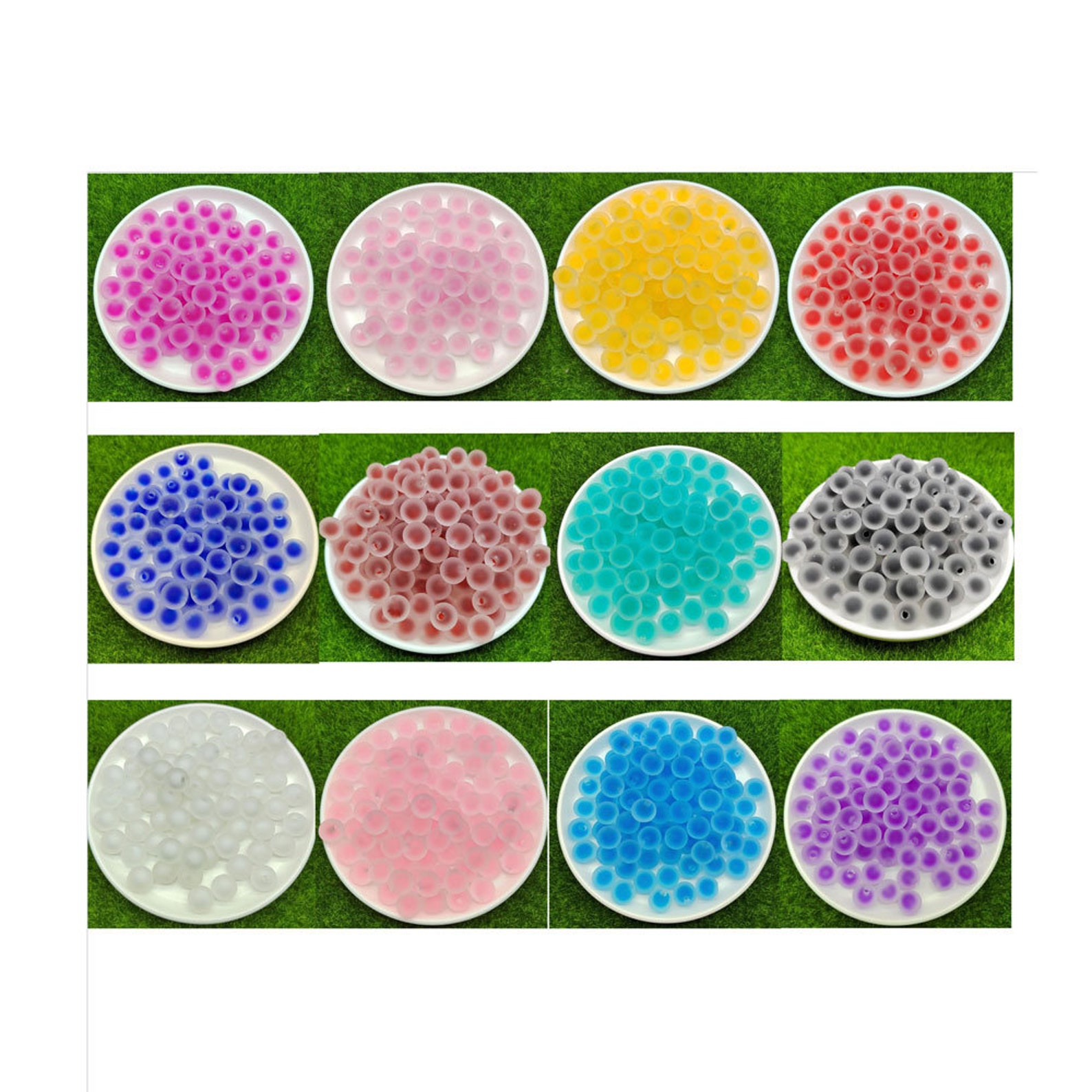Half Drilled 16mm Frosted Frog Spawn Beads Acrylic Beads Matt Half ...
