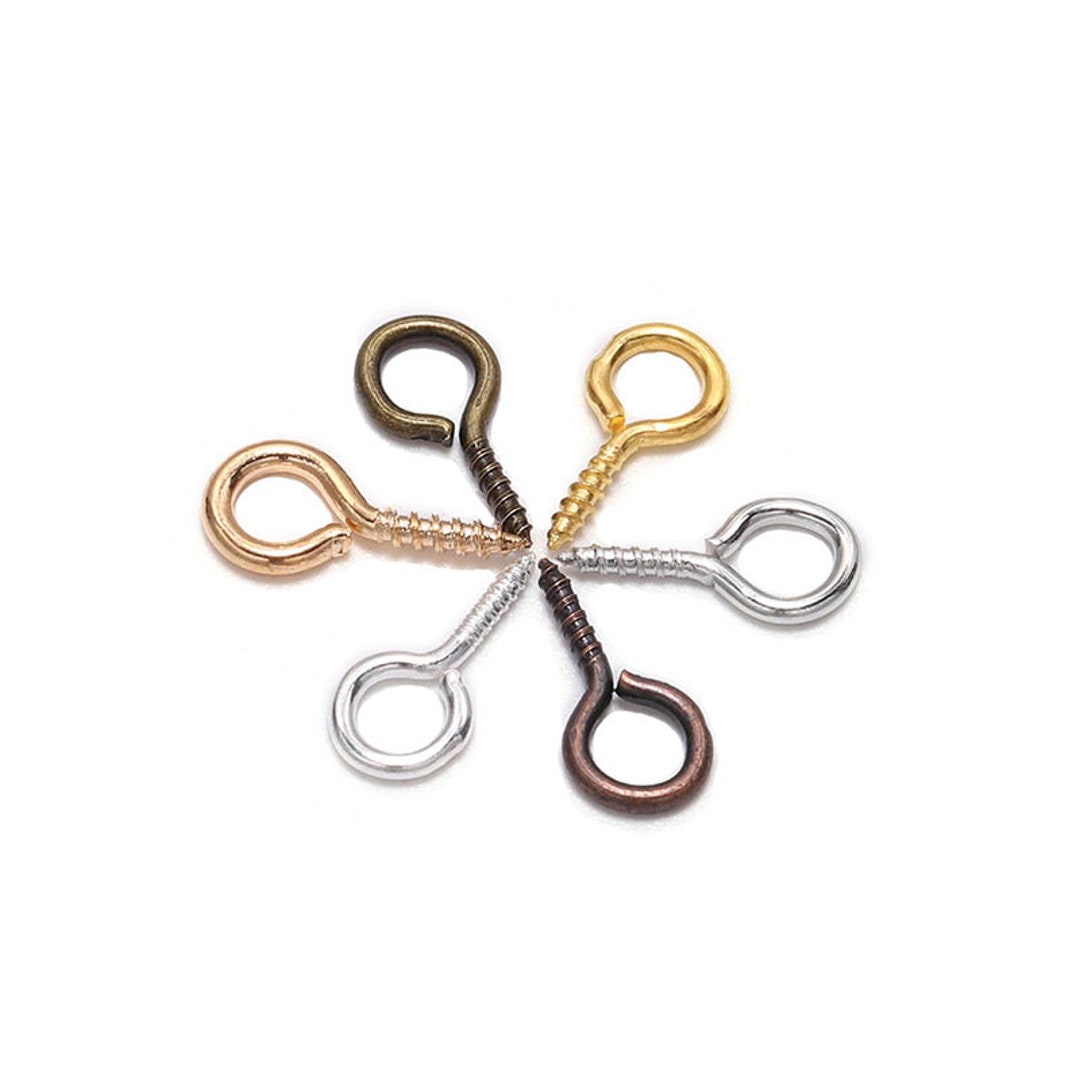 Small Tiny Mini Eye Pins Eyepins Hooks Eyelets Screw Threaded Gold ...