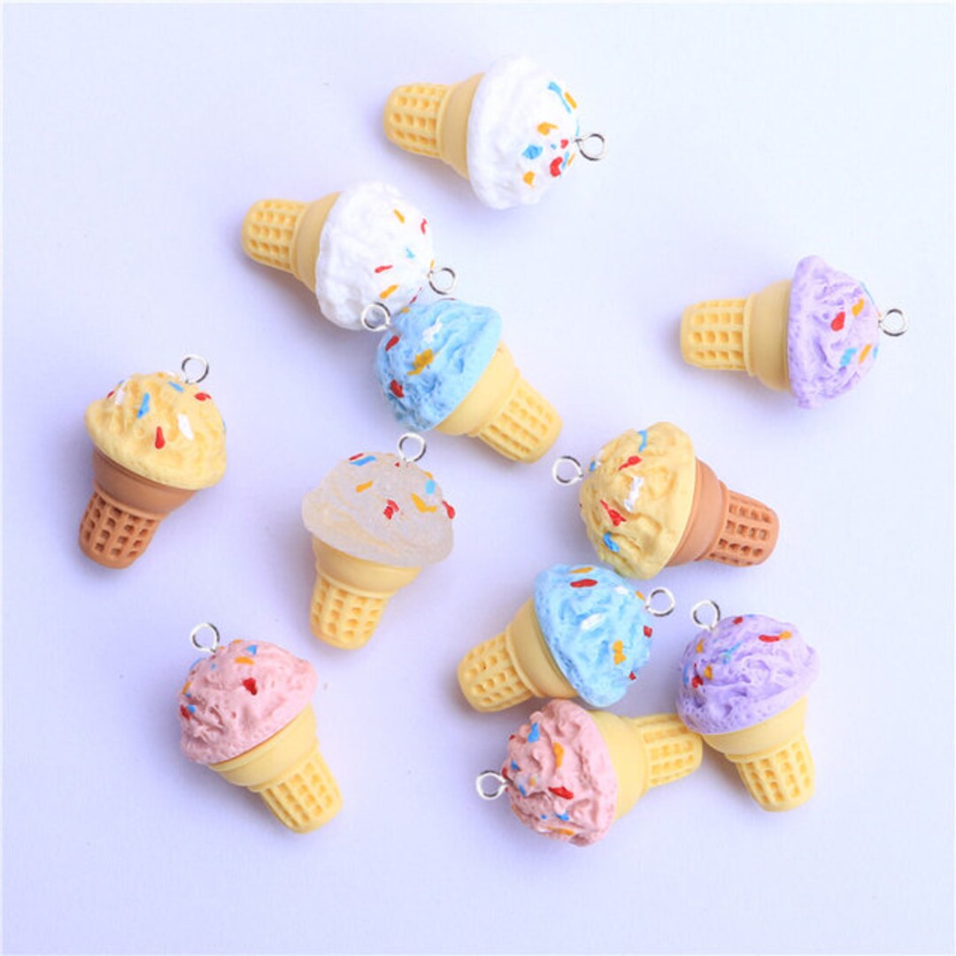 3D Ice Cream Resin Charms Cute Food DIY Craft for Earring Key Chains ...