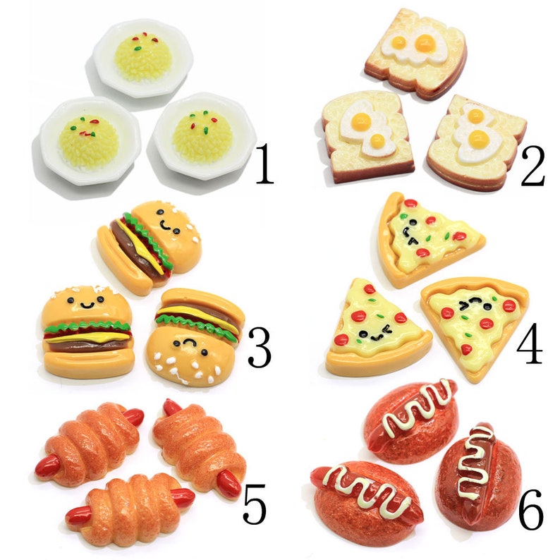 50/100PCS Cute Hamburger Resin Food Stud Sandwich Resin Cabochons Pizza ...
