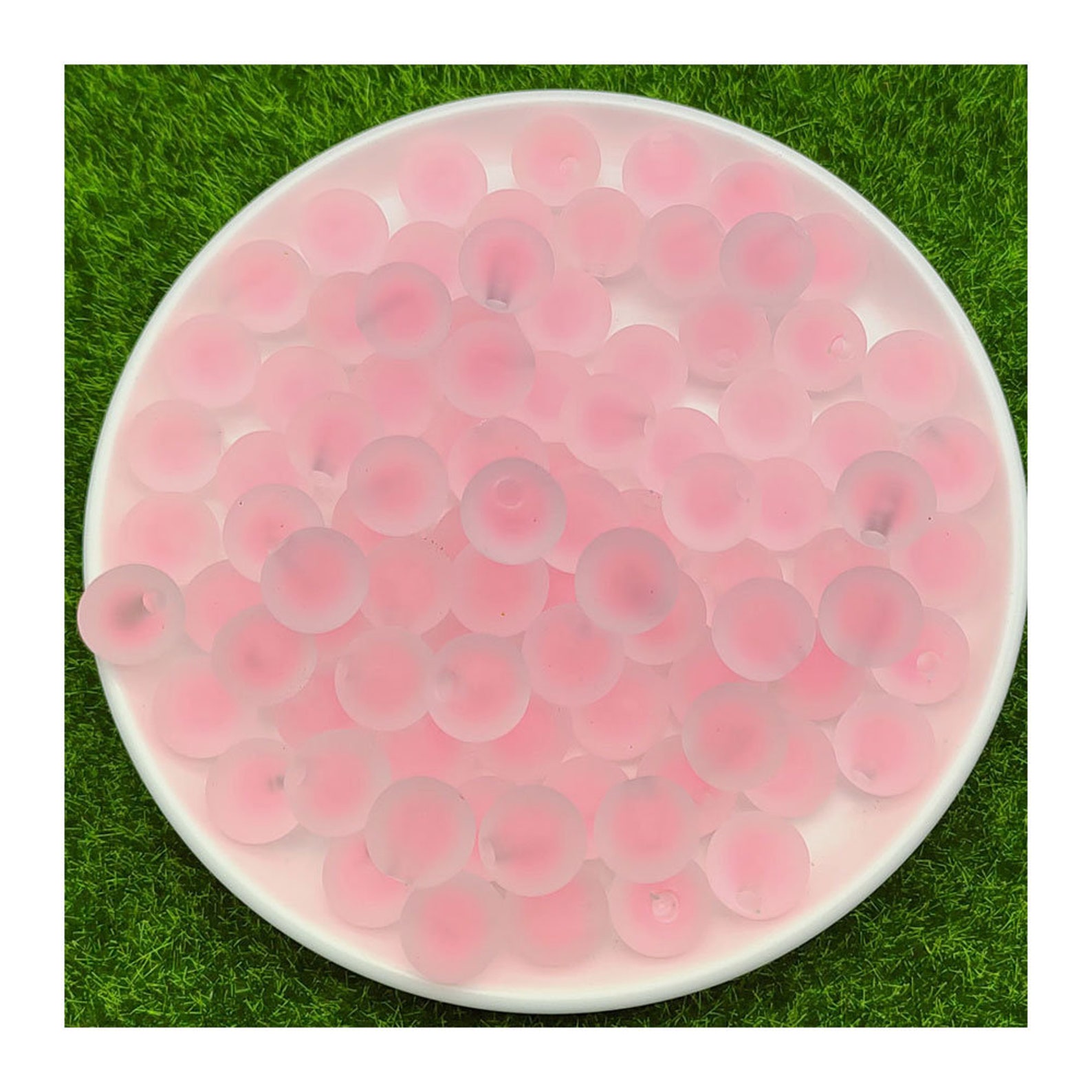 Half Drilled 16mm Frosted Frog Spawn Beads Acrylic Beads Matt Half ...
