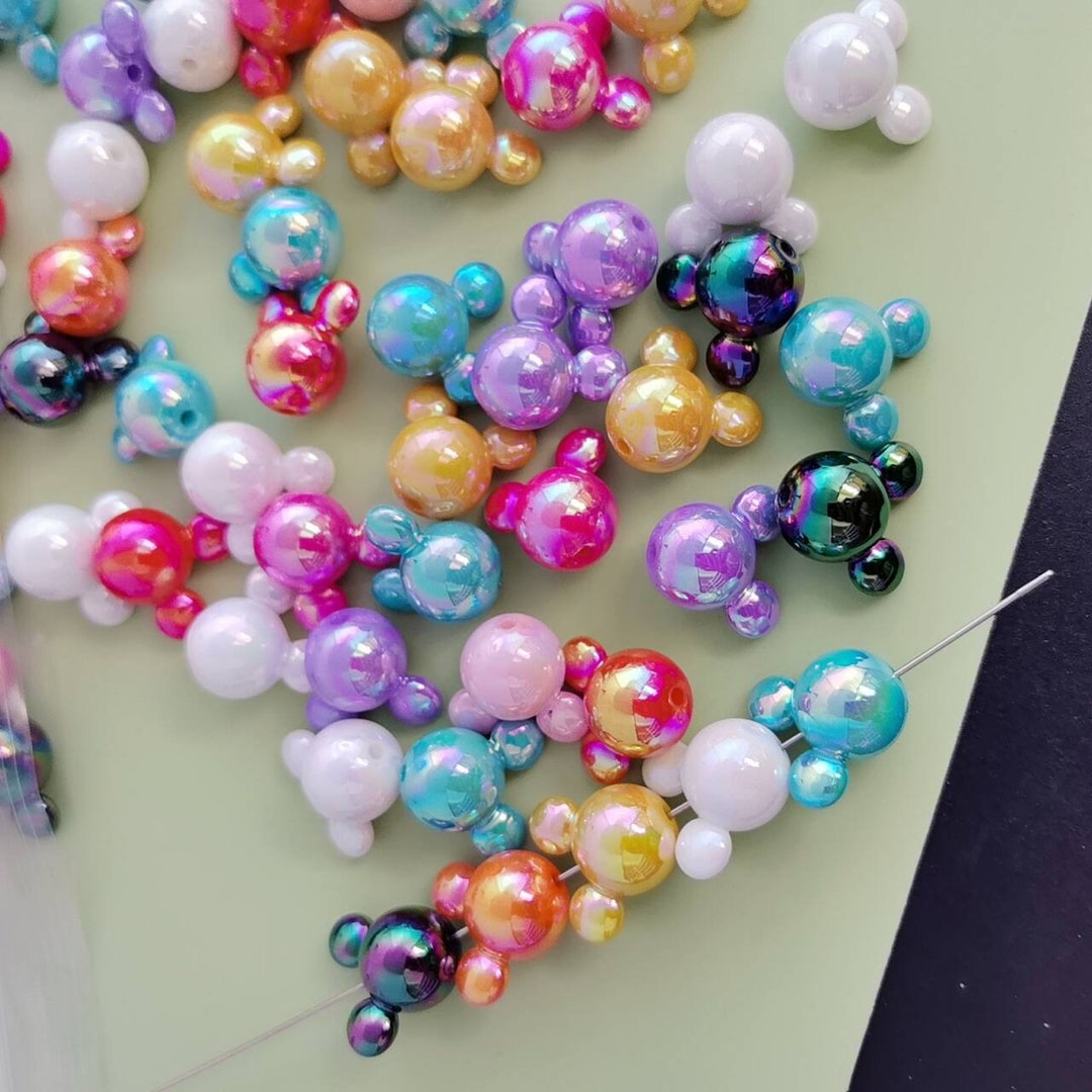 16mm UV Mickey Acrylic Beads Mixed Color Spacer Loose Beads for Jewelry ...
