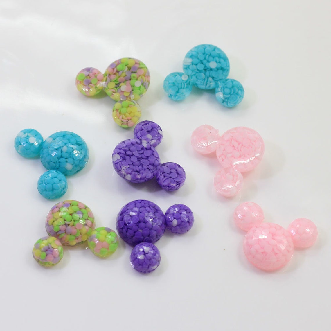Mix Colors Glitter Resin Mouse Flatback Cabochons DIY Hair Bow - Etsy