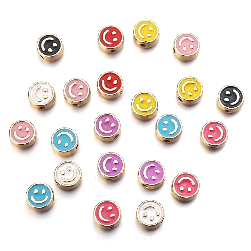 8mm Enamel Smile Face Beads Gold Smiley Face Enamel Bead for - Etsy