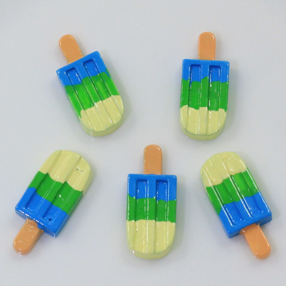 Rainbow Ice Cream Stick Resin Flat Back Cabochon Imitation - Etsy