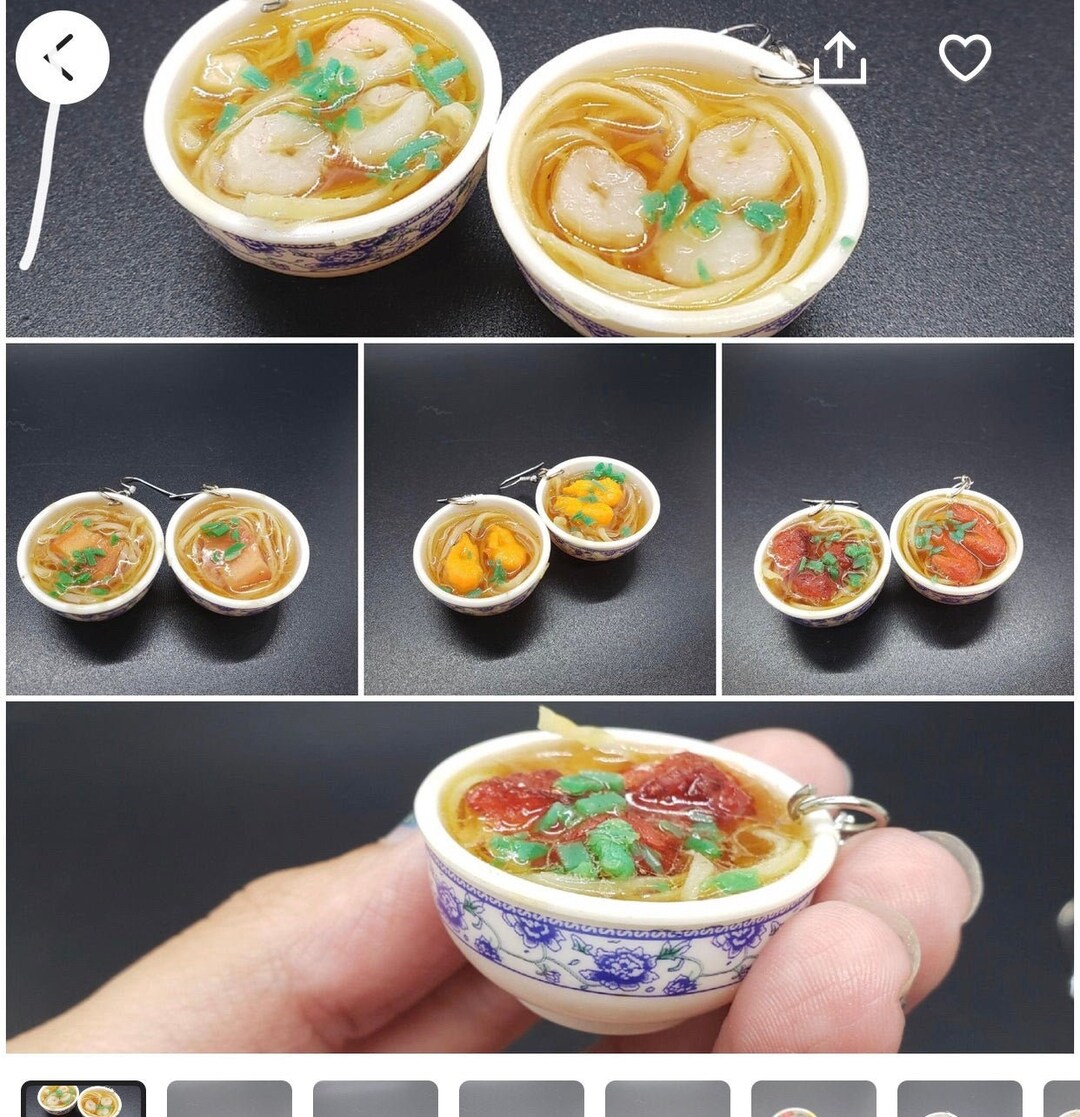 50/100PCS 3D Japanese Food Ramen Bowl Charms With a Ring for Earring ...