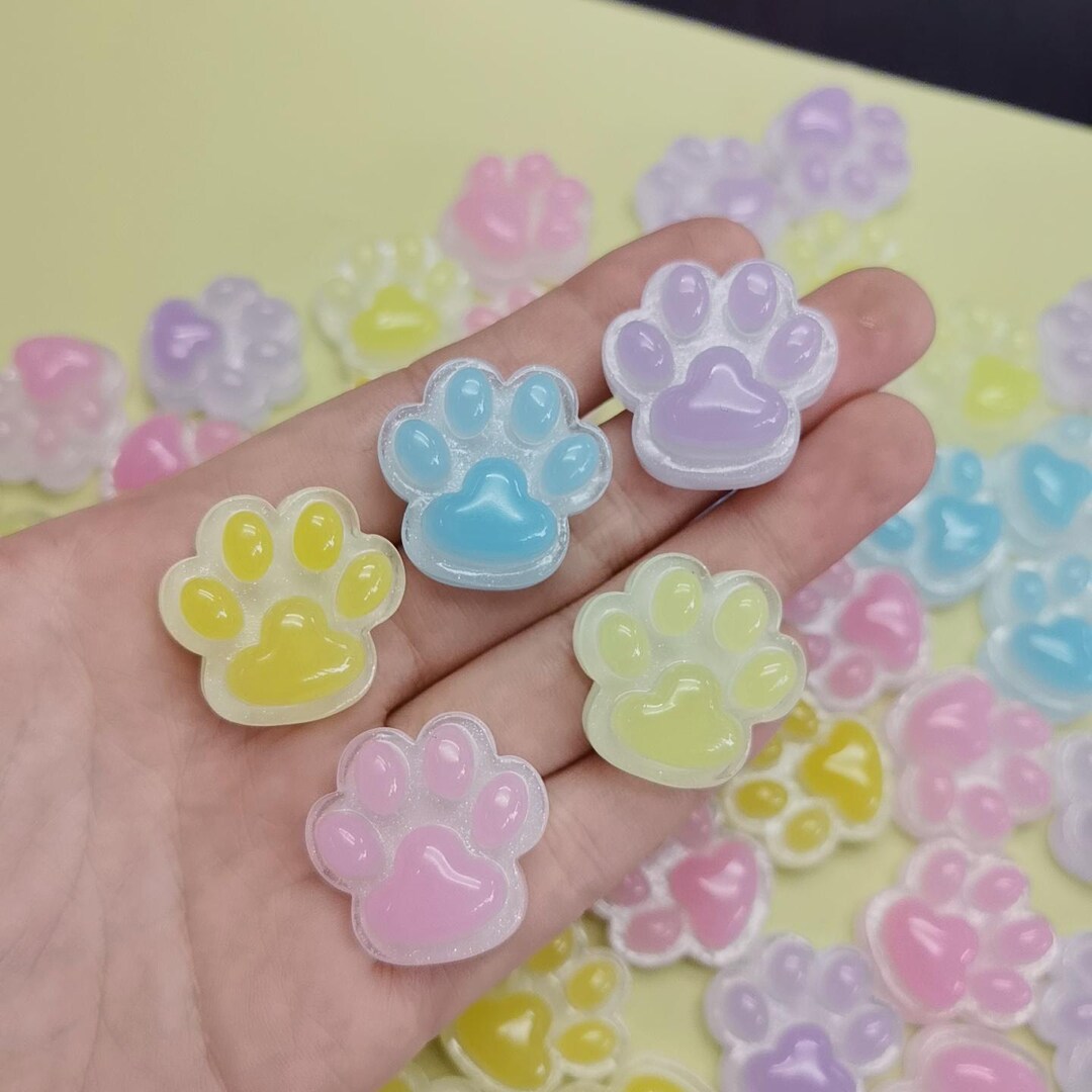 Cute Dog Paw Slime Resin Paw Print Mini Charm 25mm Translucency Pastle ...