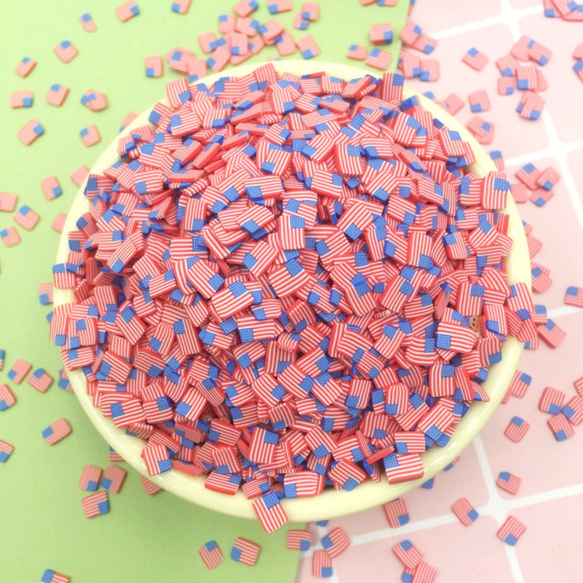 100g 5mm Polymer Clay American Flag England Flag Slice Sprinkles for ...