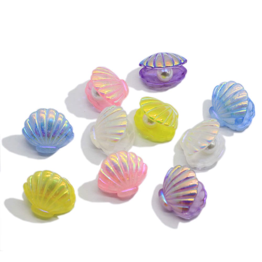 Kawaii Cute Color Plated Pearl Shells Flat Back Resin - Etsy