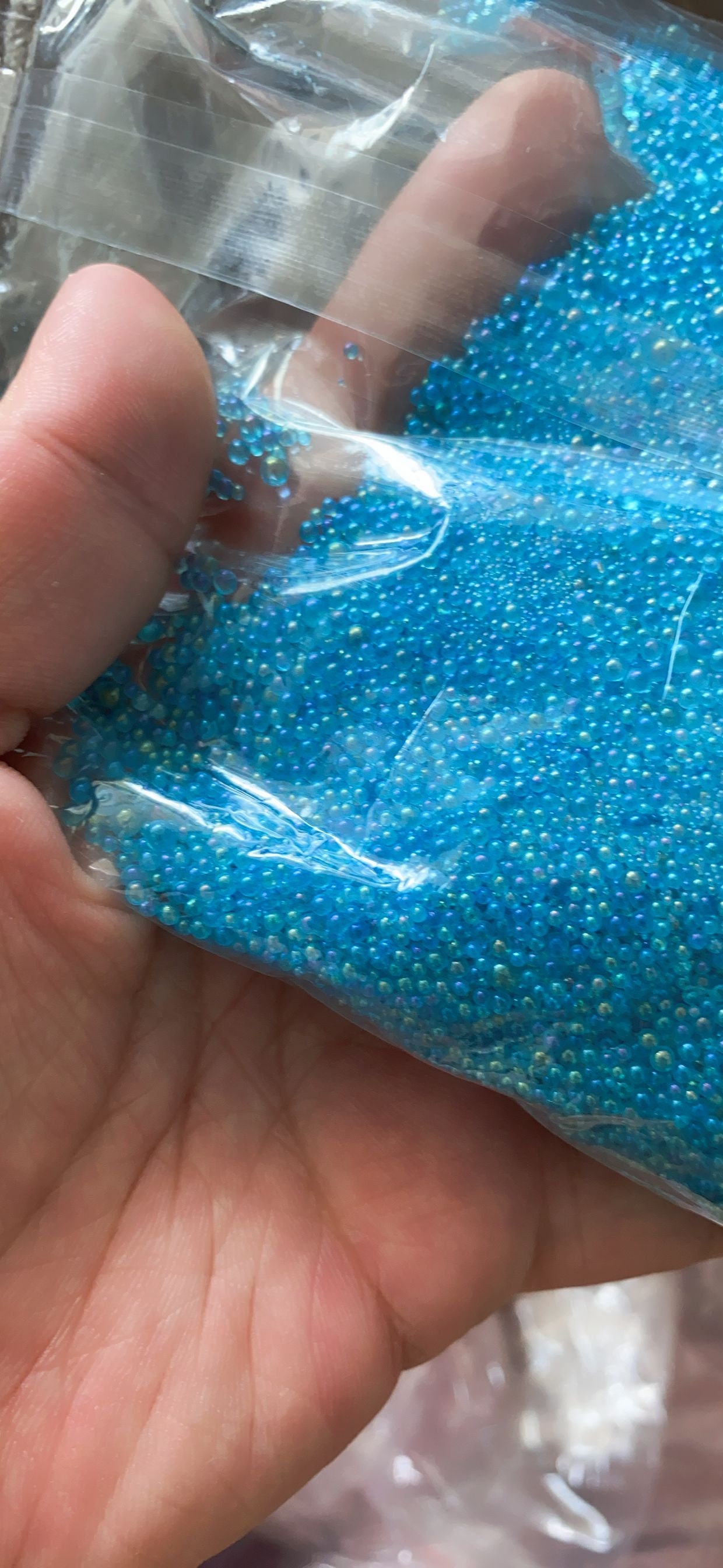 Iridescent Clear Glass Assorted Size Microbeads Colorful Mix Bubble ...