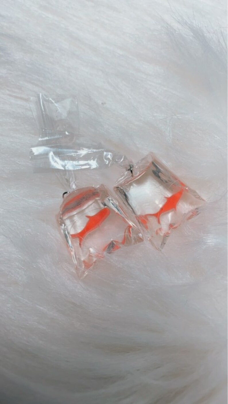 Transparent Resin Goldfish Charms Small Fish in Water Bag | Etsy