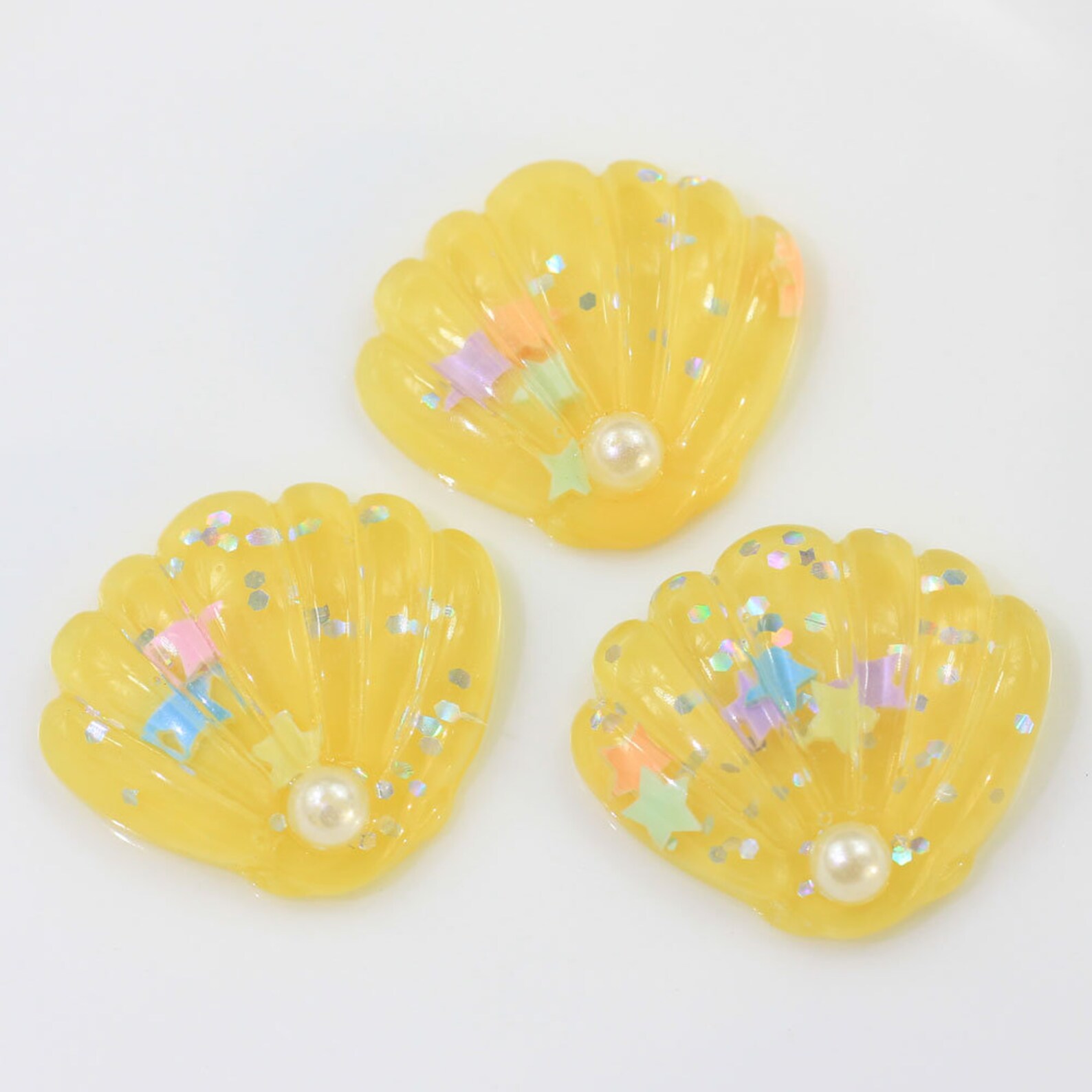 50pcs Cute Glitter Colorful Shell Flatback Resin Cabochon for - Etsy
