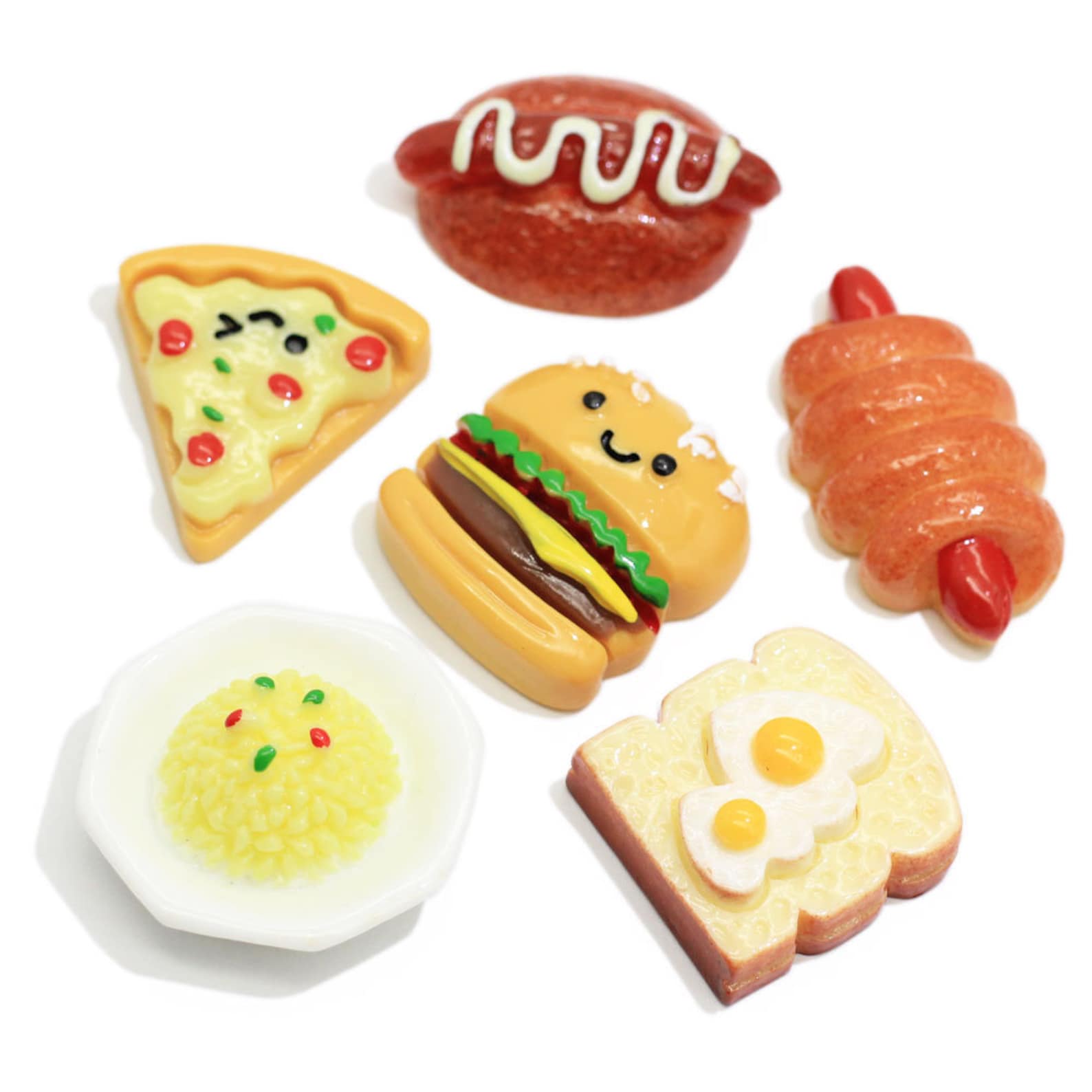 50/100PCS Cute Hamburger Resin Food Stud Sandwich Resin Cabochons Pizza ...