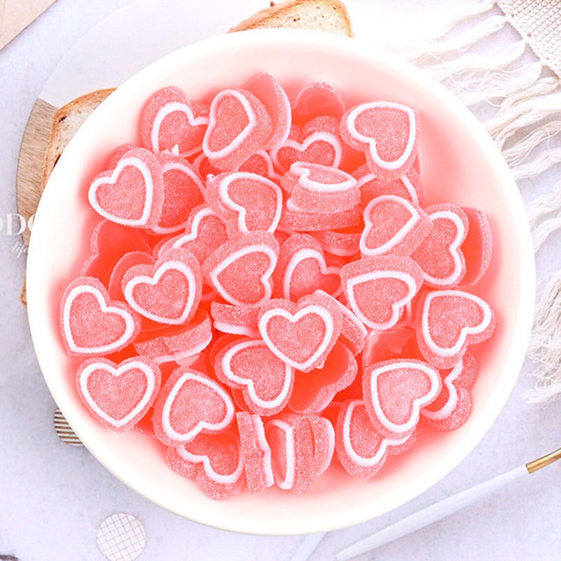 Resin Frosted Love Heart Candy Decoration Crafts Flatback Cabochon ...