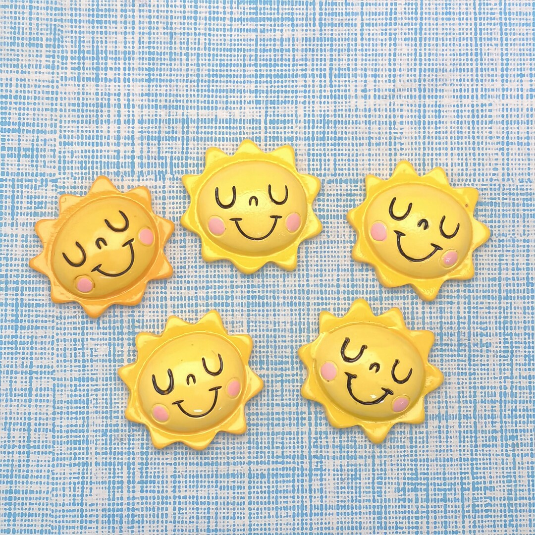 Cute Sun Resin Figurines Sun Design, Flat Back Craft Charms for DIY ...
