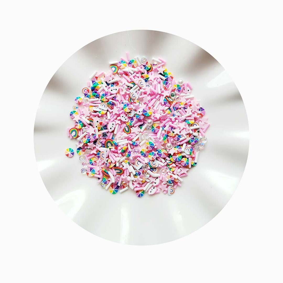 Pink Cloud Rainbow Mixed Polymer Clay Sprinkles Hot Soft Pottery Slices ...