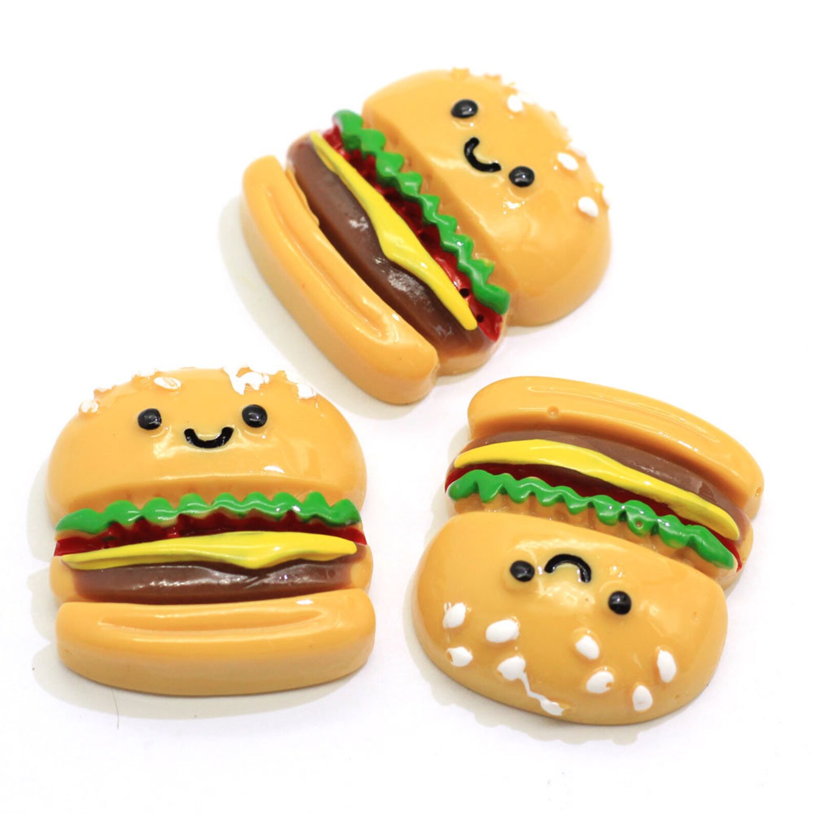 50/100PCS Cute Hamburger Resin Food Stud Sandwich Resin Cabochons Pizza ...