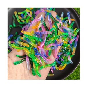 3D Gummy Worm Insect Toys Rainbow Colors Animal Figurines Mini Statue ...
