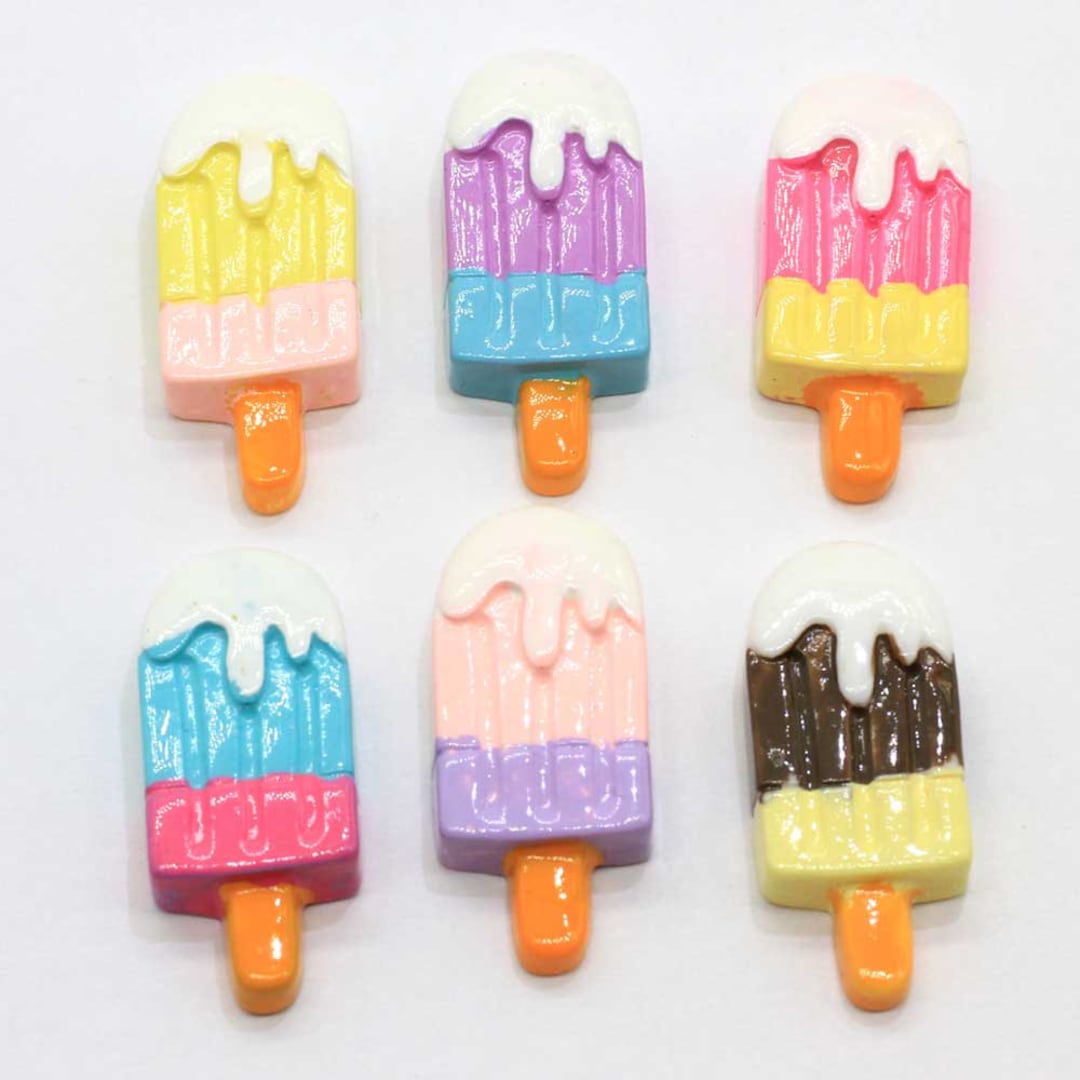 NEW Arrival Rainbow Ice Cream Stick Resin Flat Back Cabochon Imitation ...