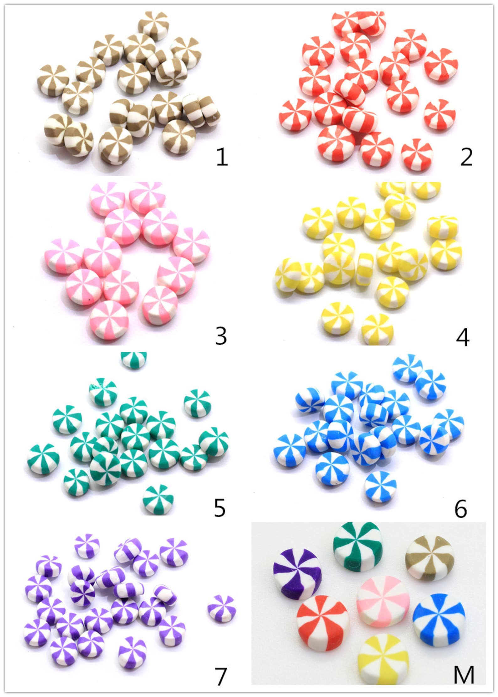 10mm Kawaii Flat Back Polymer Clay Candy Mix Colors DIY Resin - Etsy