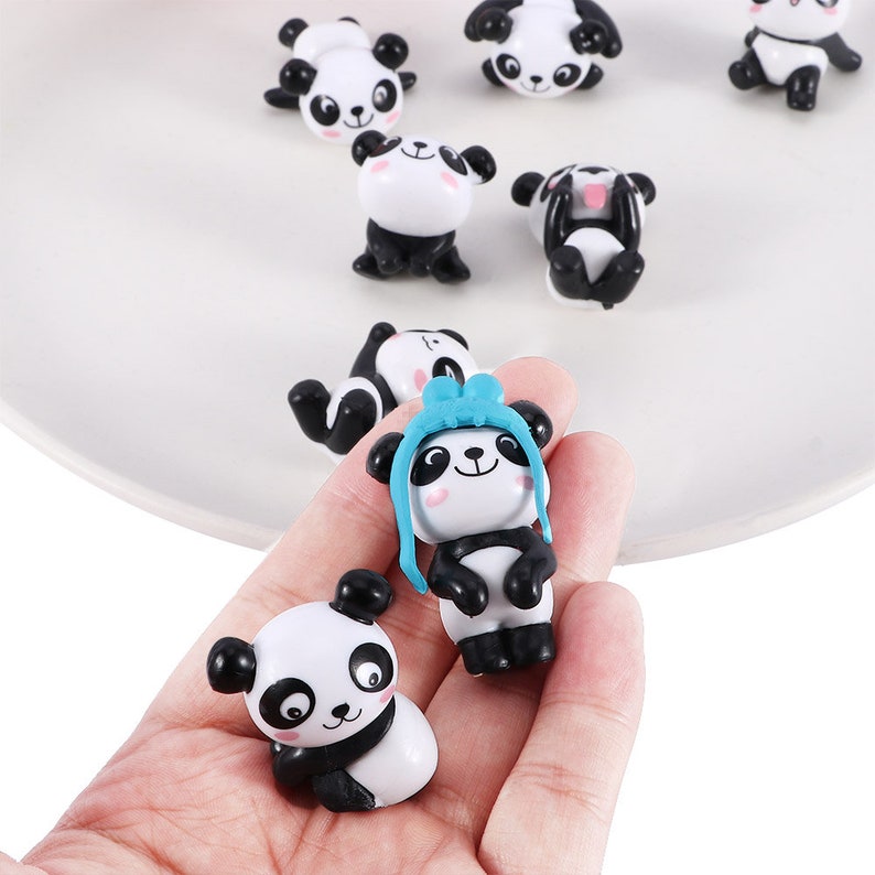 8pcs/lot Cute Panda Figurine Miniature Garden Statue Charms | Etsy