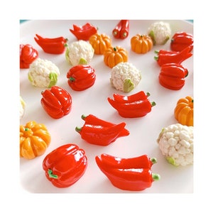DIY Vegetable Miniatures Cute Resin Bell Pepper Chili Pumpkin ...